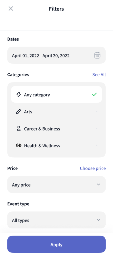 EvenBee - Event Booking Flutter App Ui Template(Figma Included) by dokkanagency